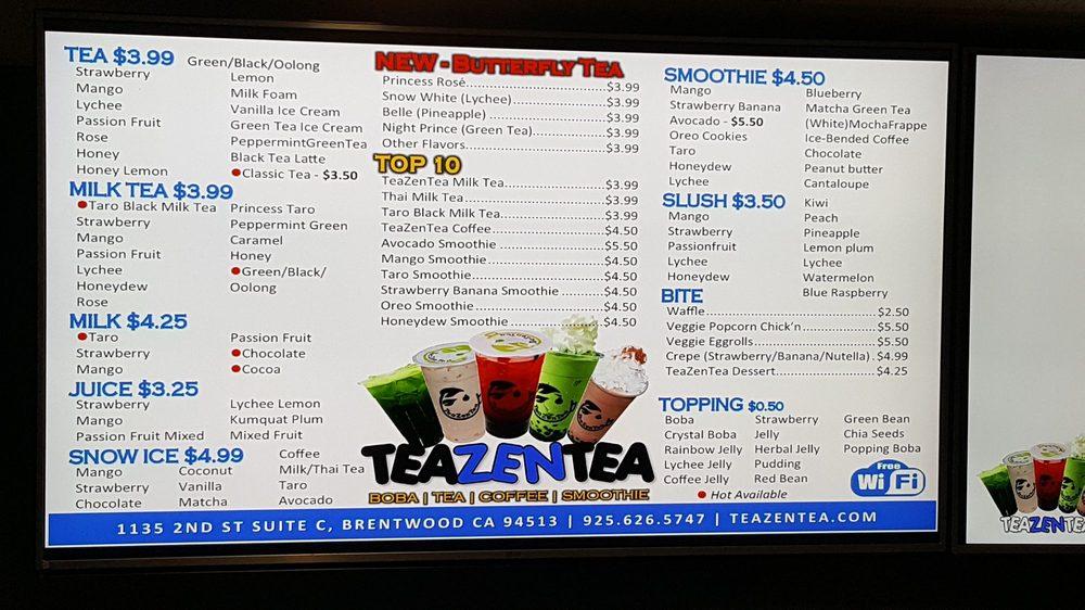 Menu at TEAZENTEA pub & bar, Brentwood