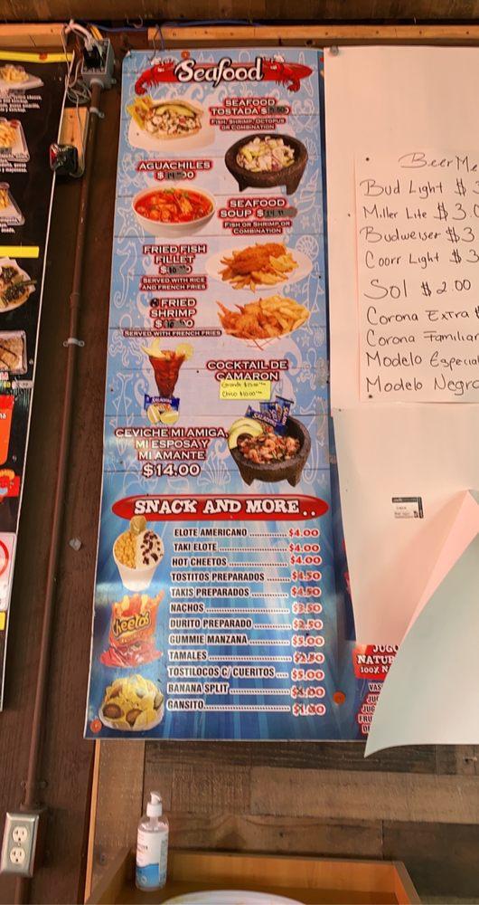 Menu at Azteca Xitlaly restaurant, Bacliff