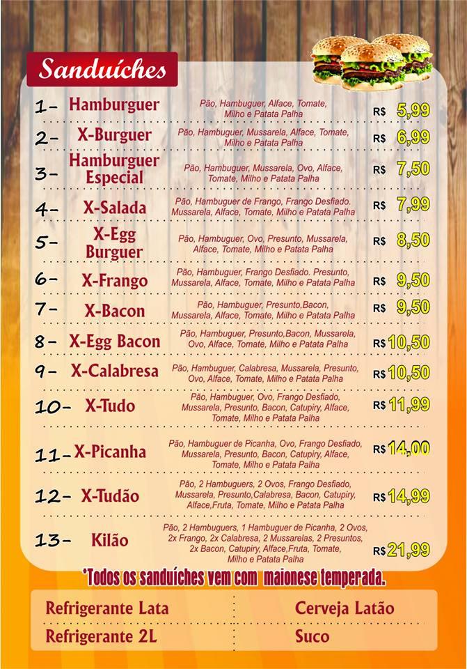 Menu at BALACHO Hamburgueria restaurant, Contagem