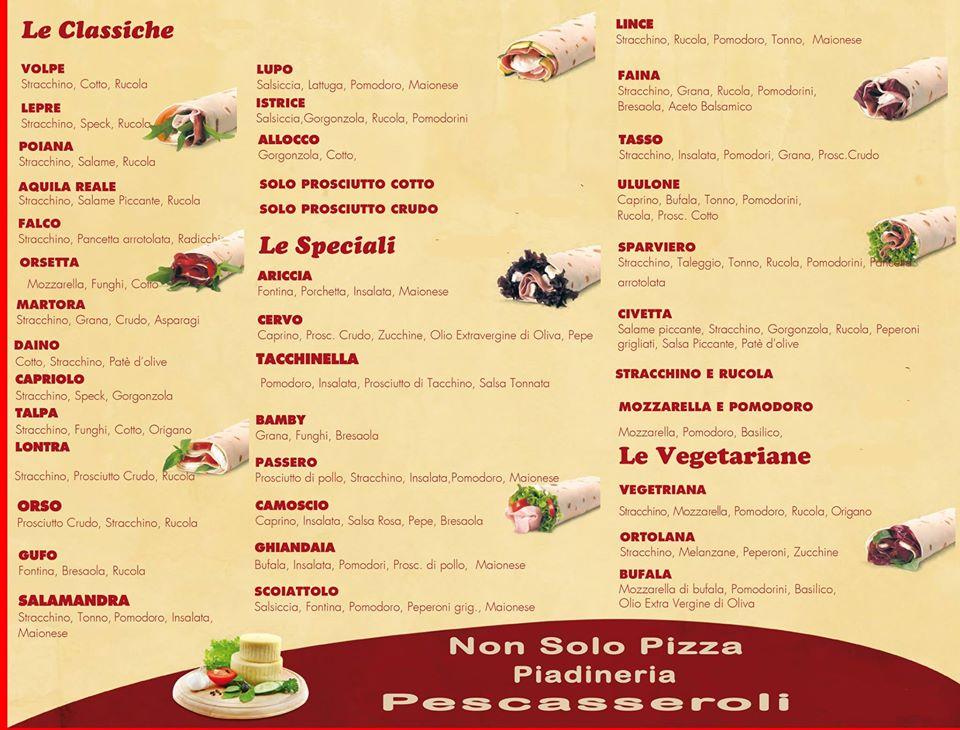 Menu at Non Solo Pizza restaurant, Pescasseroli