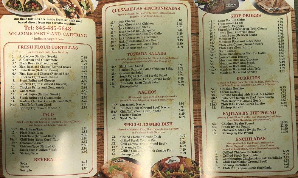 Menu at Fresco Tortillas restaurant, Poughkeepsie