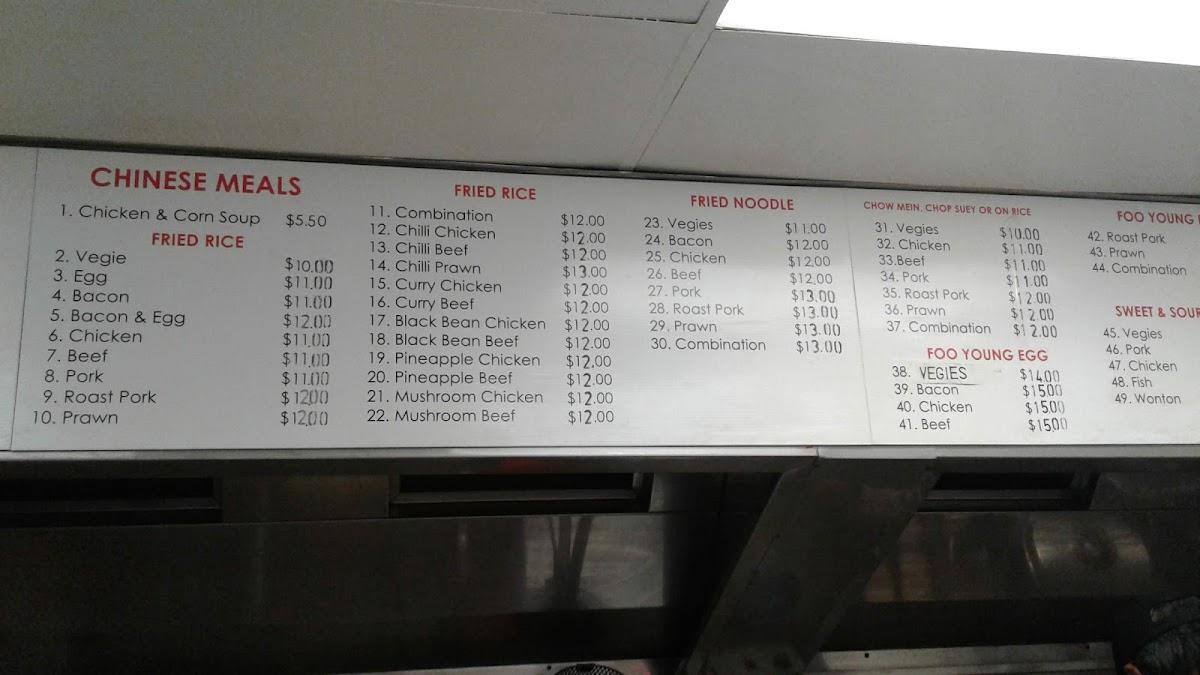 Menu at Golden Wok Takeaways fast food, Dunedin