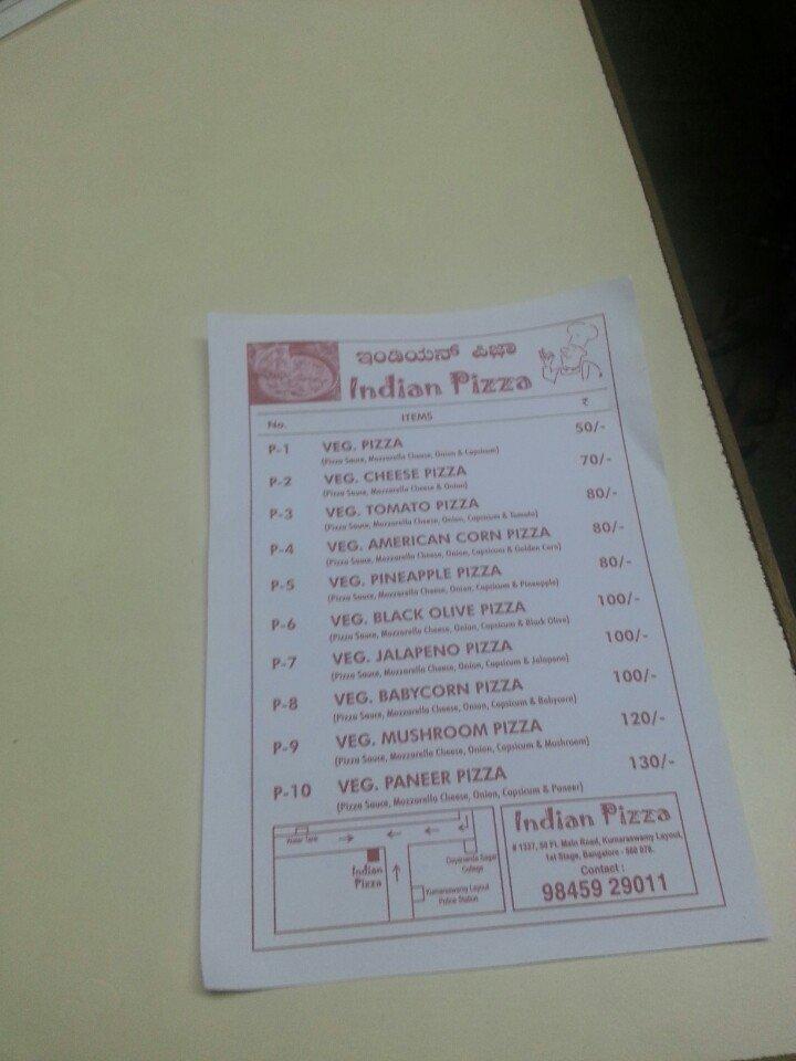 Menu at INDIAN PIZZA, Bengaluru