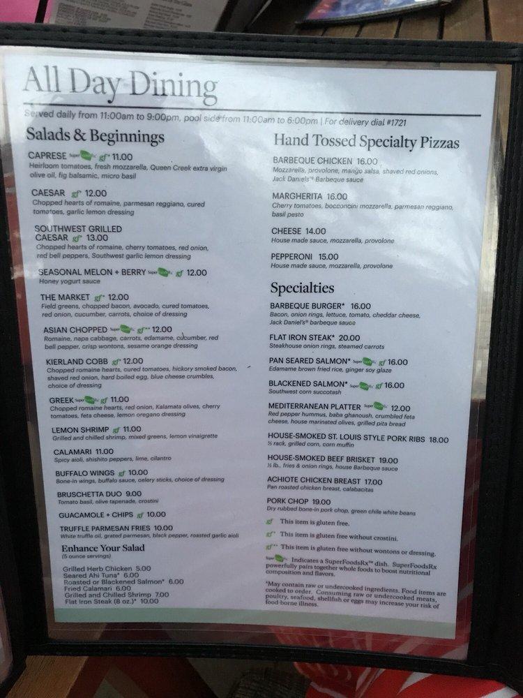 Menu at Mcdowell Market & Grill pizzeria, Scottsdale, The Westin ...