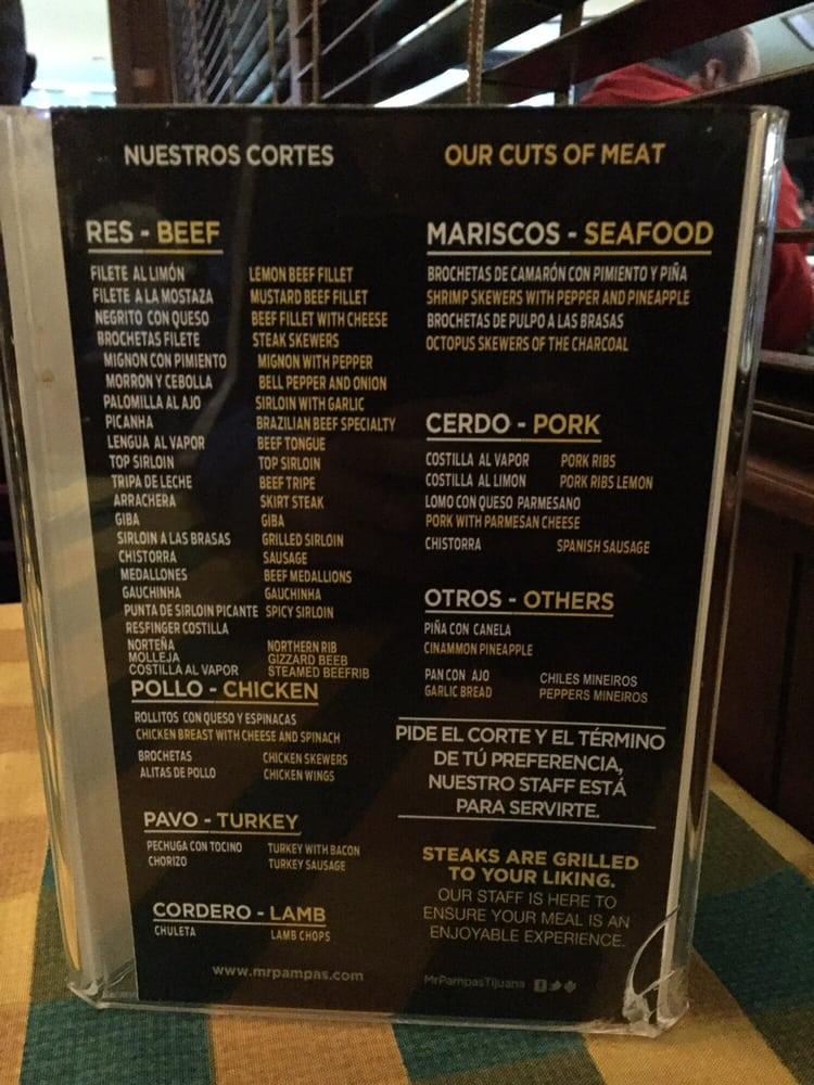 Carta del restaurante Mr Pampas Tijuana, Tijuana, Blvrd Gral Rodolfo ...