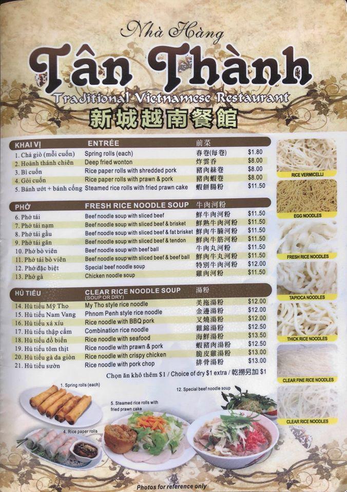 Menu at Tan Thanh Restaurant, Inala, Unit 16/57 Corsair Ave