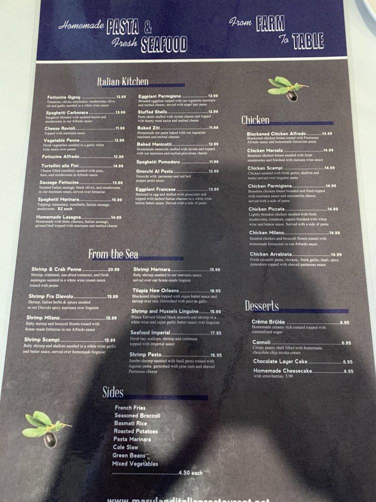 Menu at The Olive Tree restaurant, Glen Burnie