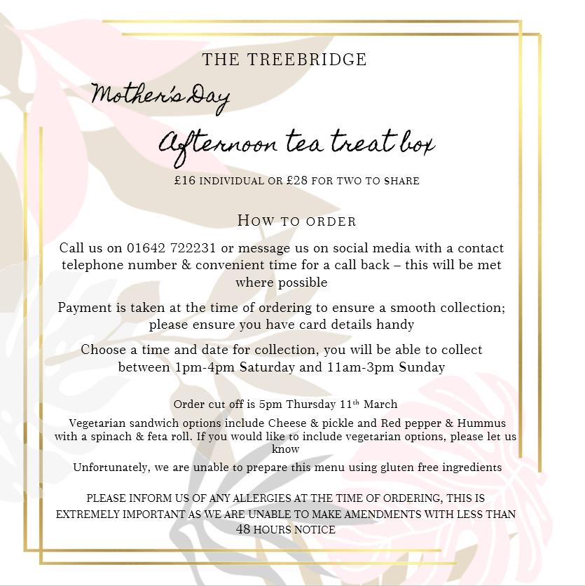 Menu at The Treebridge Hotel pub & bar, Middlesbrough