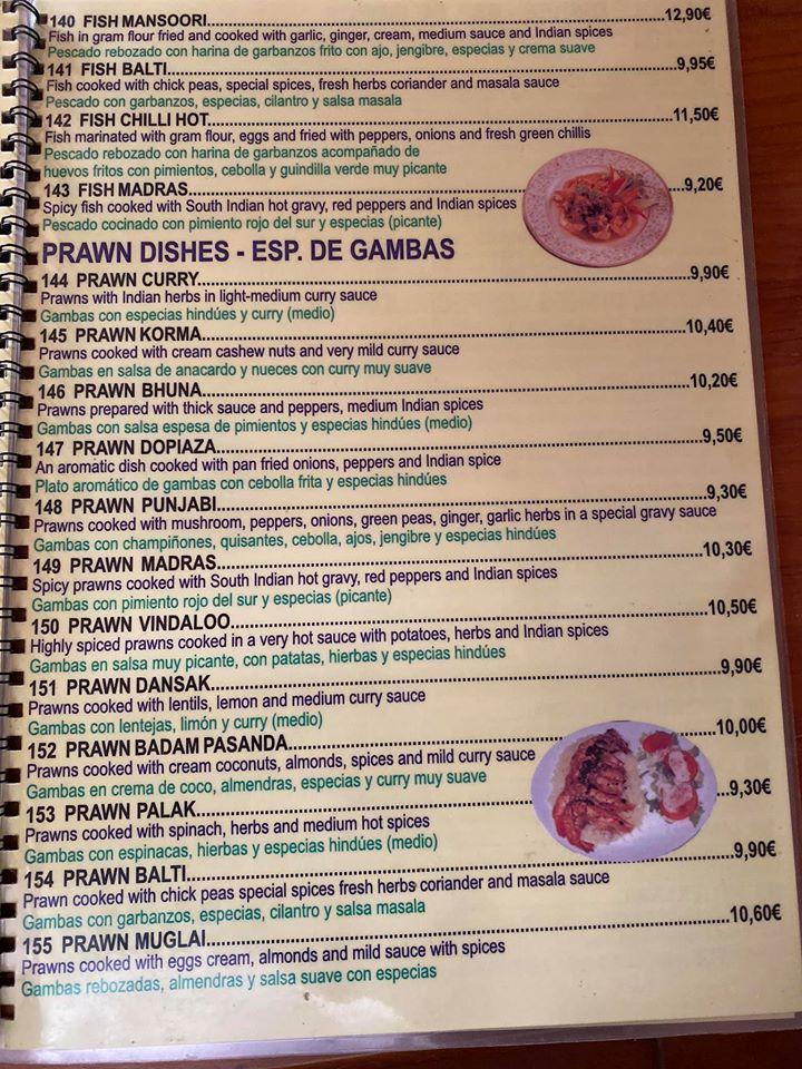 Menu at Bombay Spice Indian Restaurant & Take Away, Torrevieja