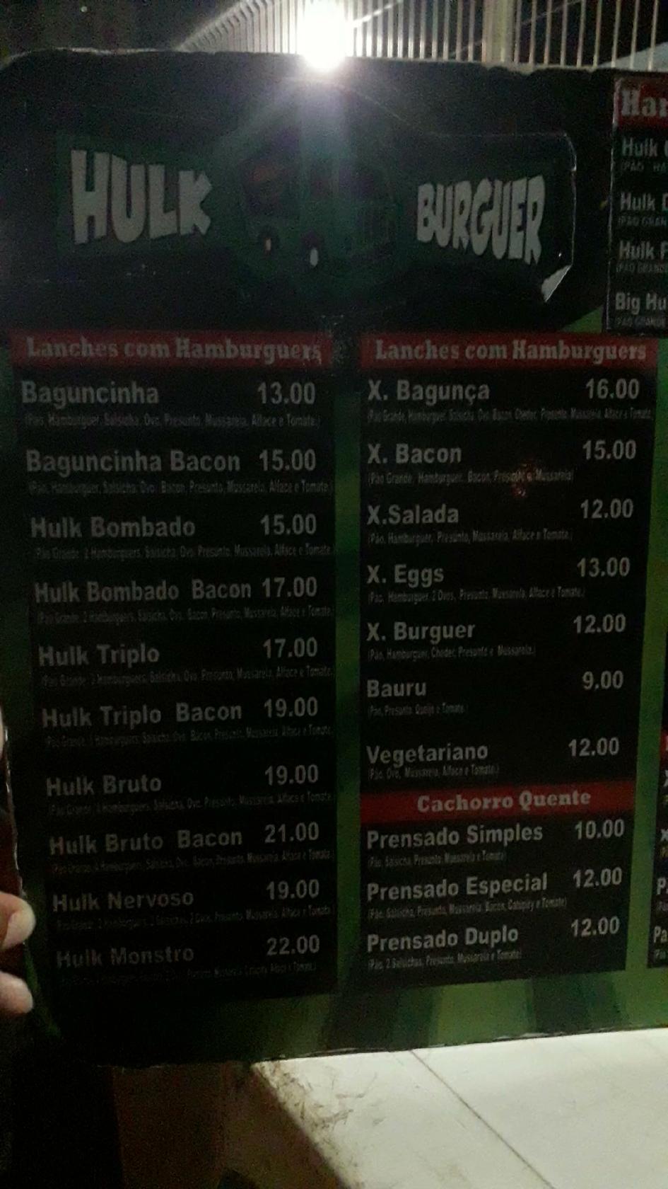 Menu em Caminhão Hulk Burguer pub & Bar, Cuiabá