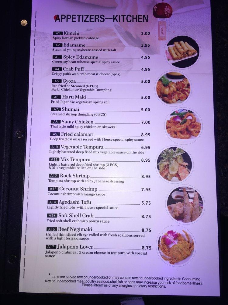 Menu at Nukumi restaurant, Houston