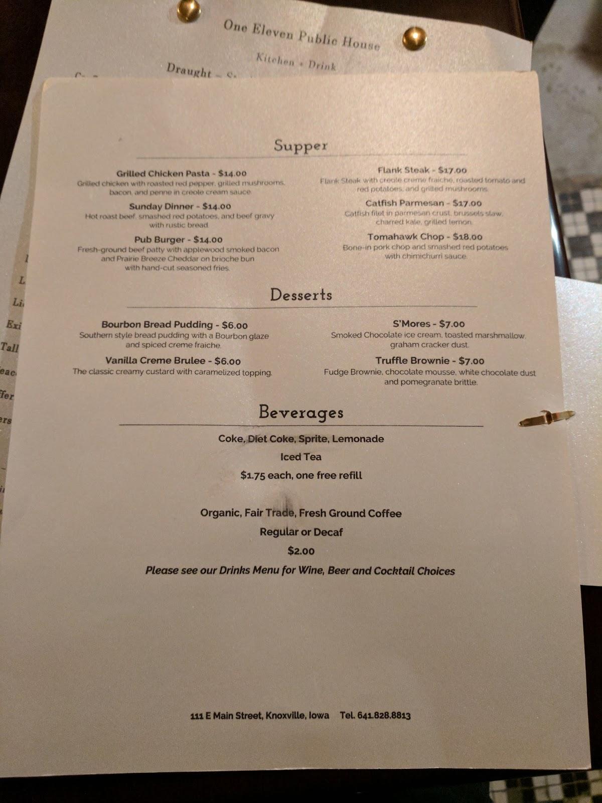 Menu at One Eleven Public House, Knoxville, 111 E Main St