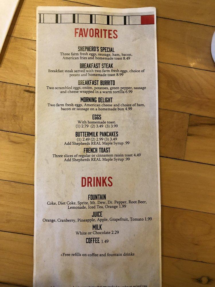 Menu at Shepherd Bar & Restaurant, Shepherd