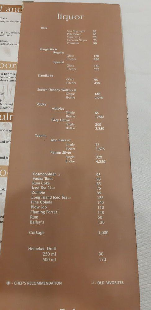 Menu at 21 Restaurant, Bacolod, 21 Lacson St
