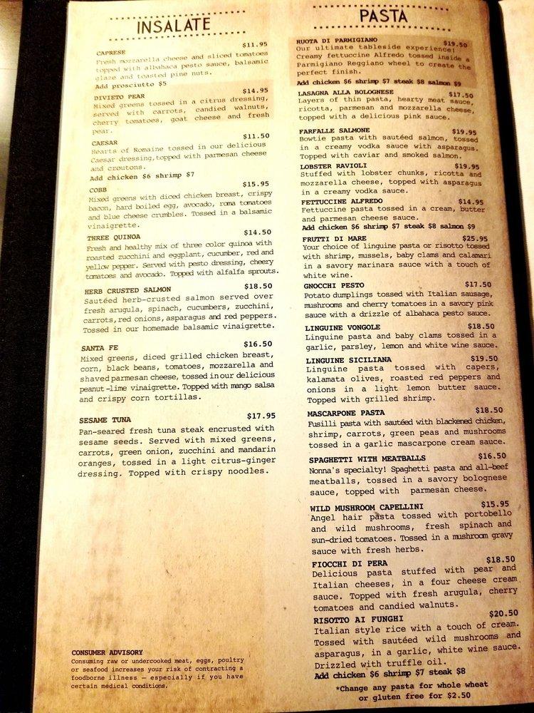 Menu at Divieto Ristorante restaurant, Estero