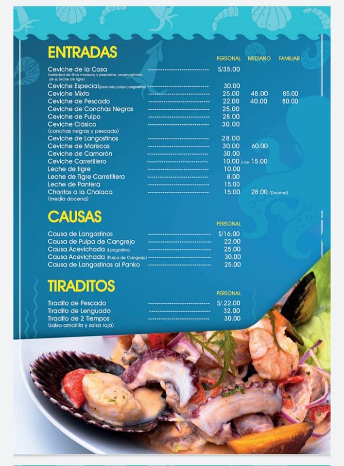 Menu at El Cevichero de mala restaurant, Mala