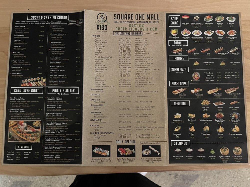 Menu at Kibo Sushi House restaurant, Mississauga