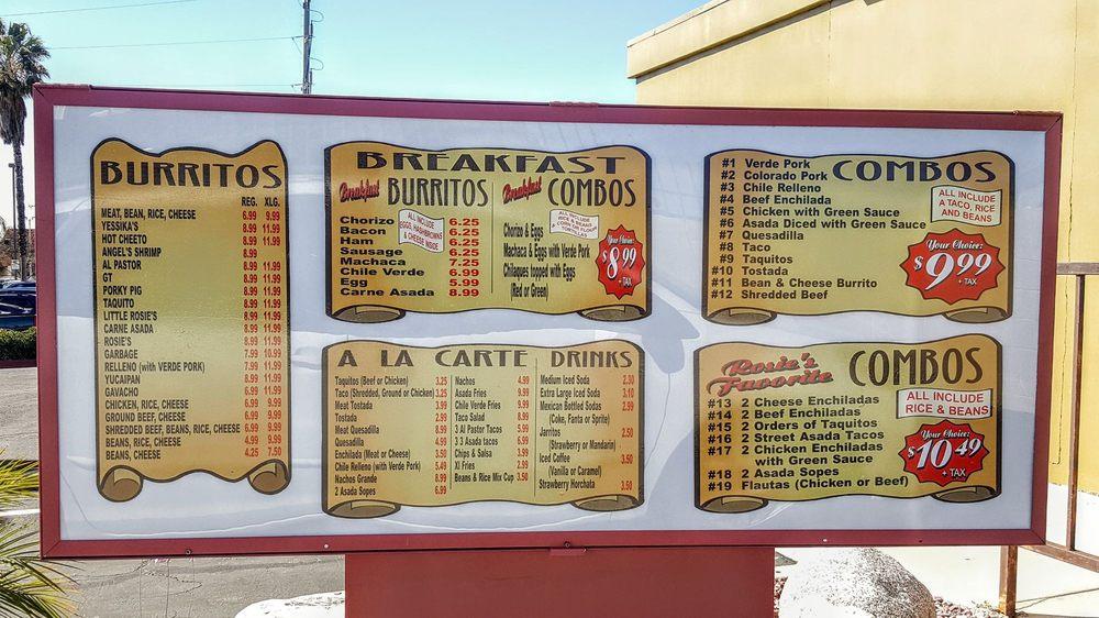 Menu at Little Rosie's restaurant, Yucaipa