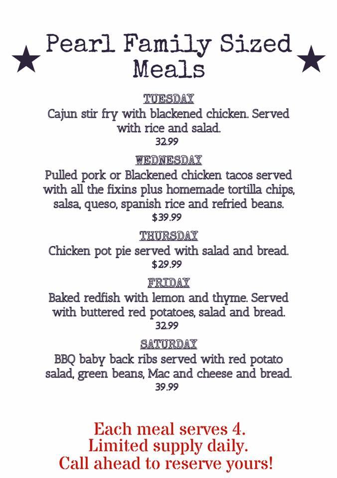 Menu at Pearl eatery - drinkery restaurant, Menominee