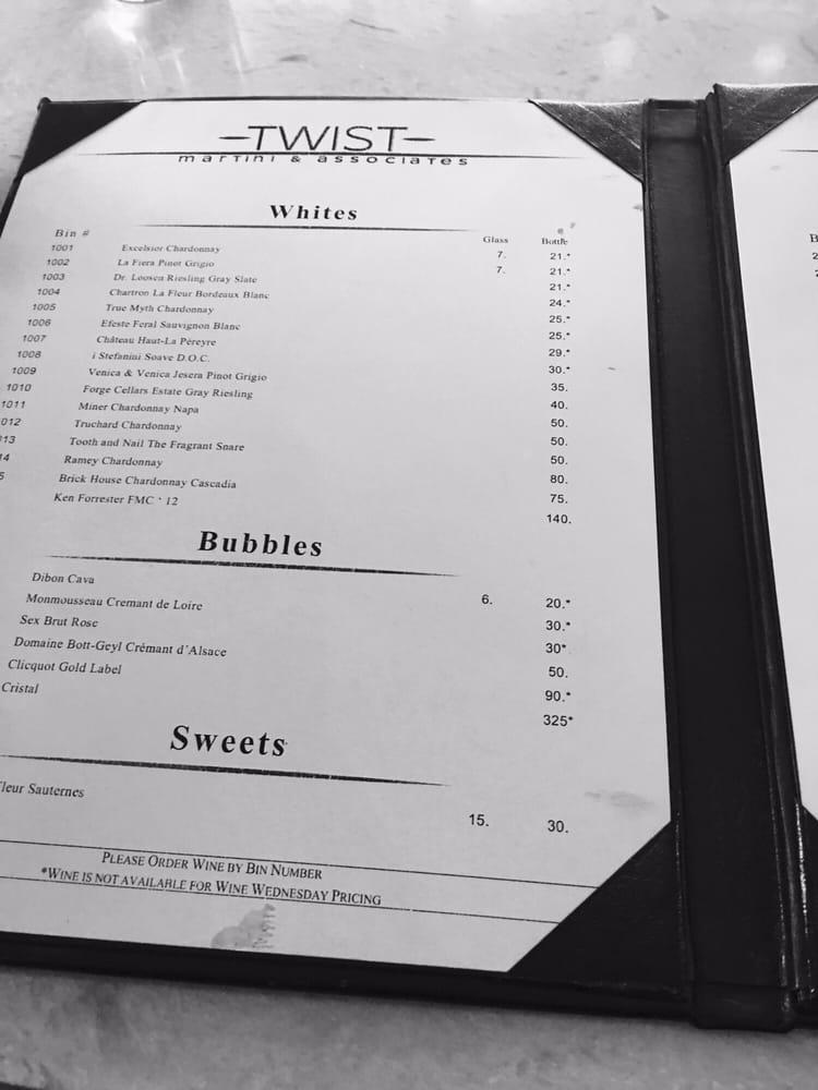 Menu at Twist Martini & Associates pub & bar, Virginia Beach, Commerce St