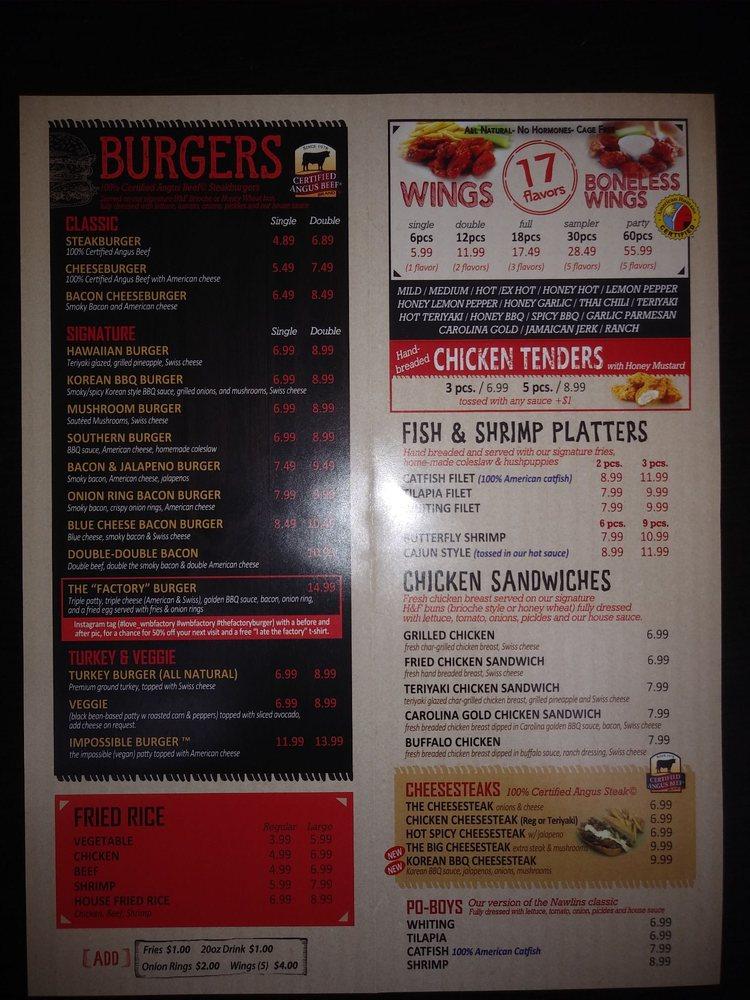 Menu at WNB Factory - Wings & Burger restaurant, Marietta, 611 South ...