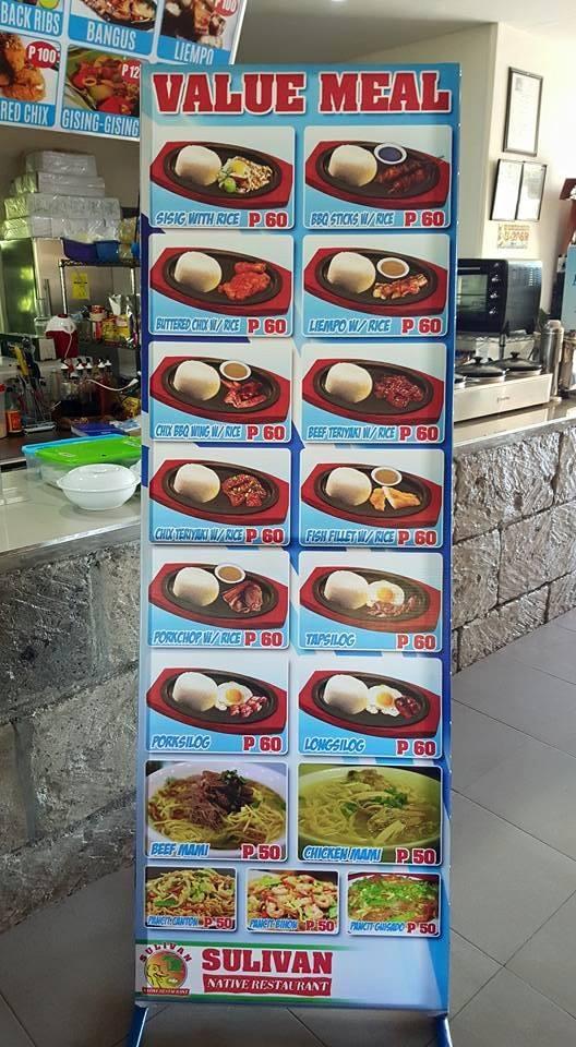 Menu at Sullivan Native Restaurant, Baliuag