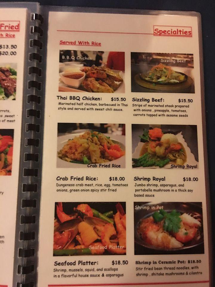 Menu at A Taste of Thai restaurant, Hailey