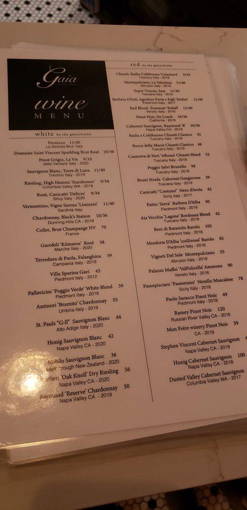 Menu at Gaia Ristorante Italiano pub & bar, Berwyn