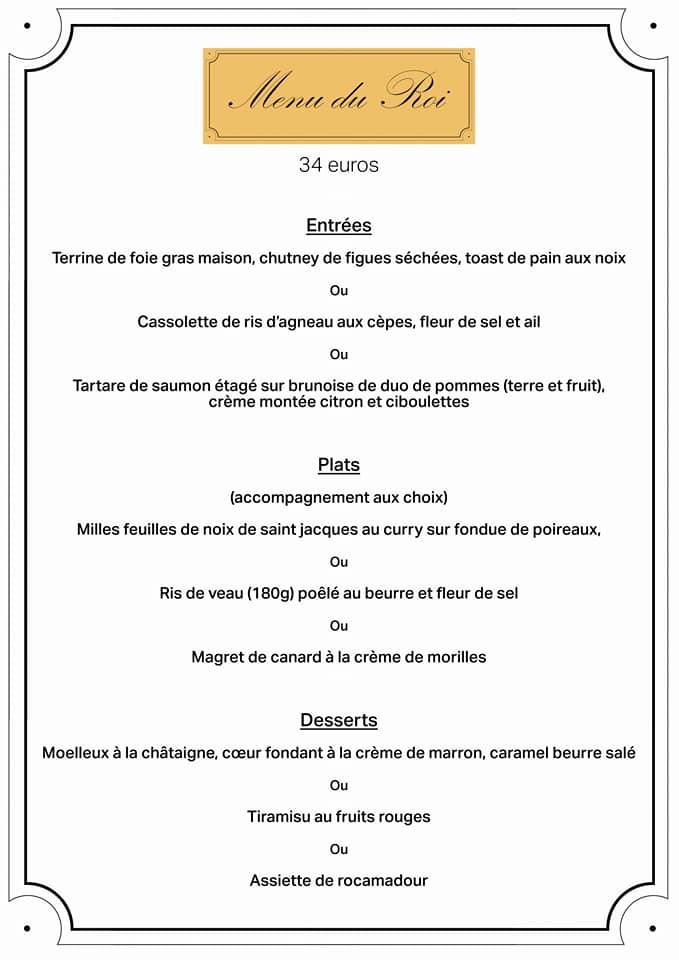 Menu au La Terrasse des Châteaux restaurant, Beynac-et-Cazenac, Lieu ...
