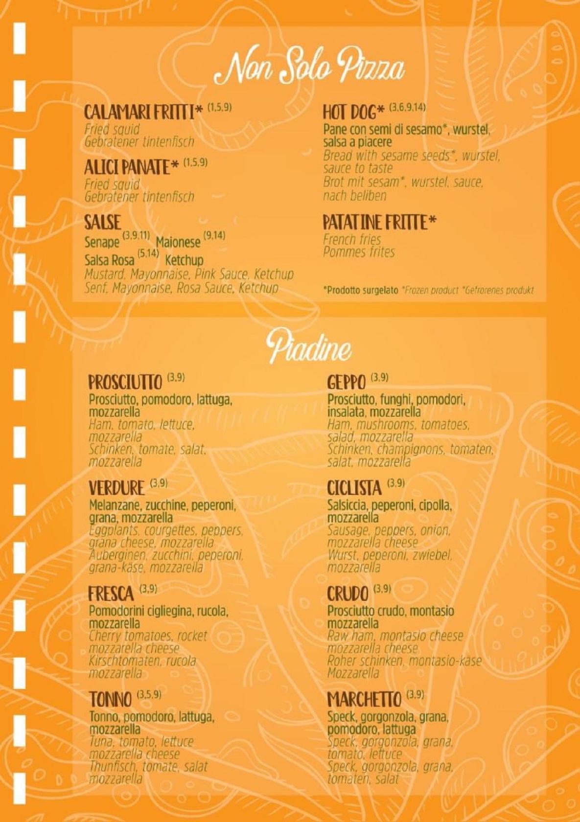 Menu at Mister Oregano restaurant, Grado Pineta