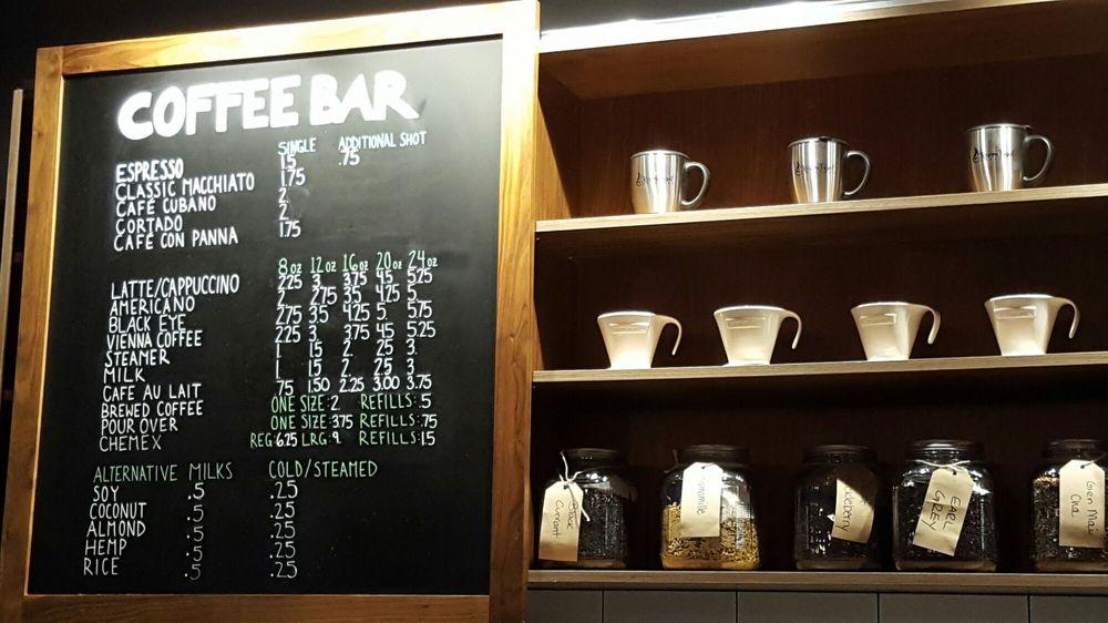 Menu at River Trail Roasters cafe, Redmond