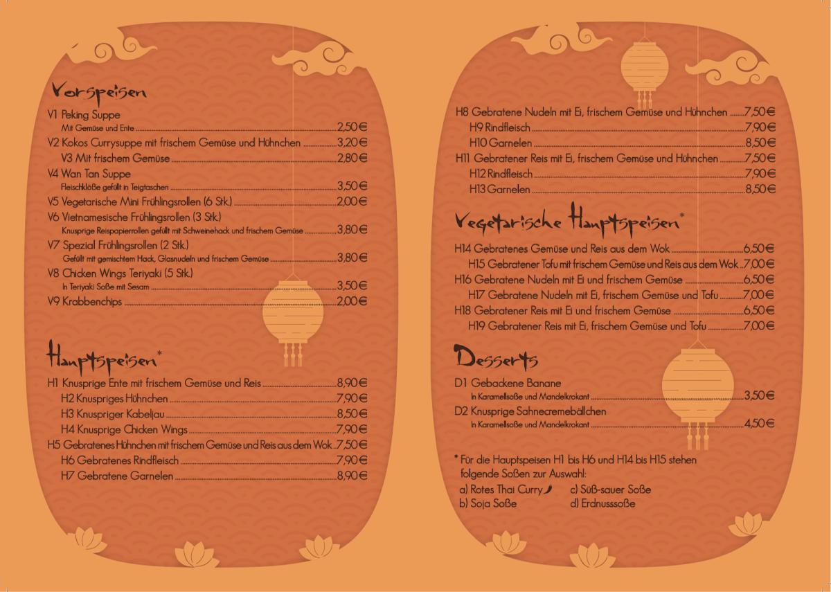Speisekarte von Asian Kitchen restaurant, Rees