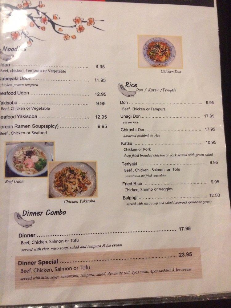 Menu at Dami Sushi restaurant, Nanaimo, 10-4890 Rutherford Rd