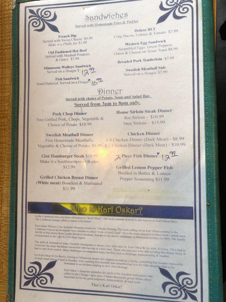Menu at The Swedish Inn Family Restaurant, Lindstrom