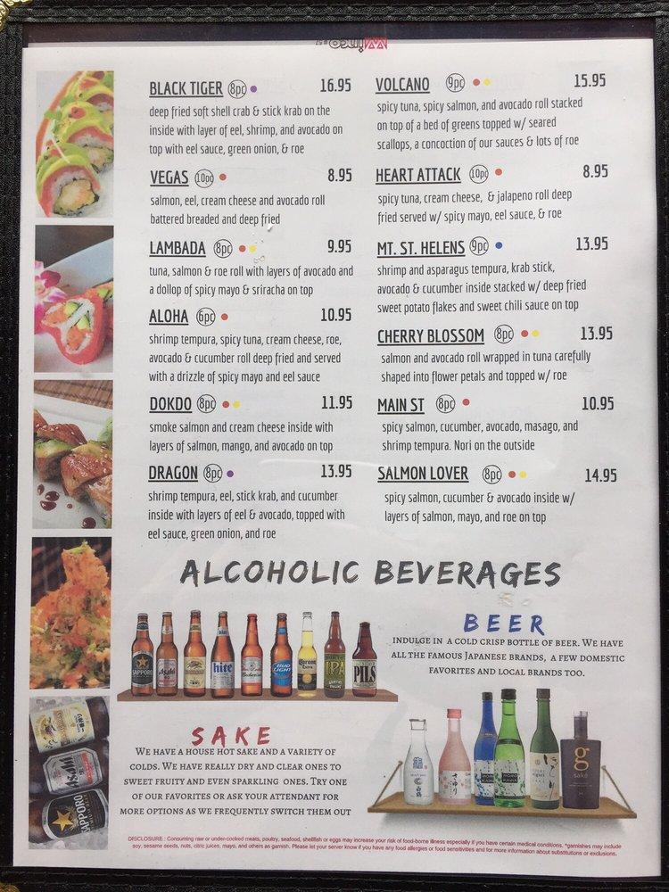 Menu at Bento Toro Sushi restaurant, Battle Ground