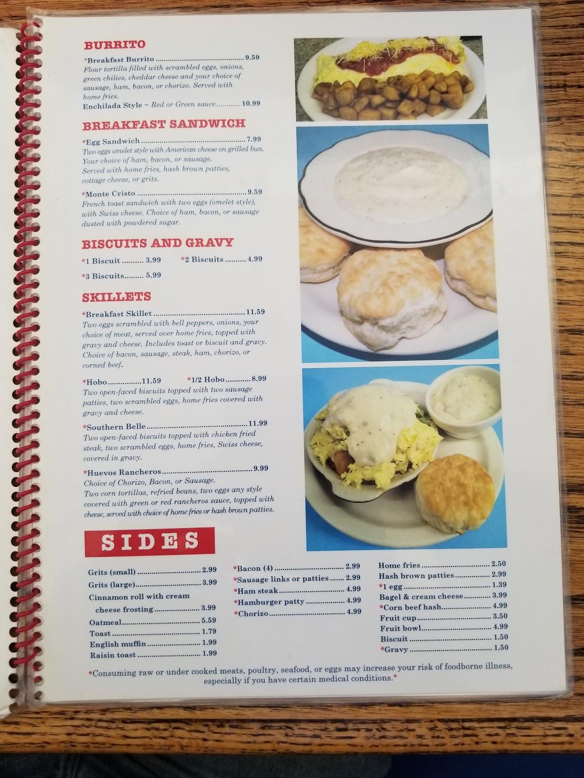 Menu at Biscuits Country Cafe, Tucson