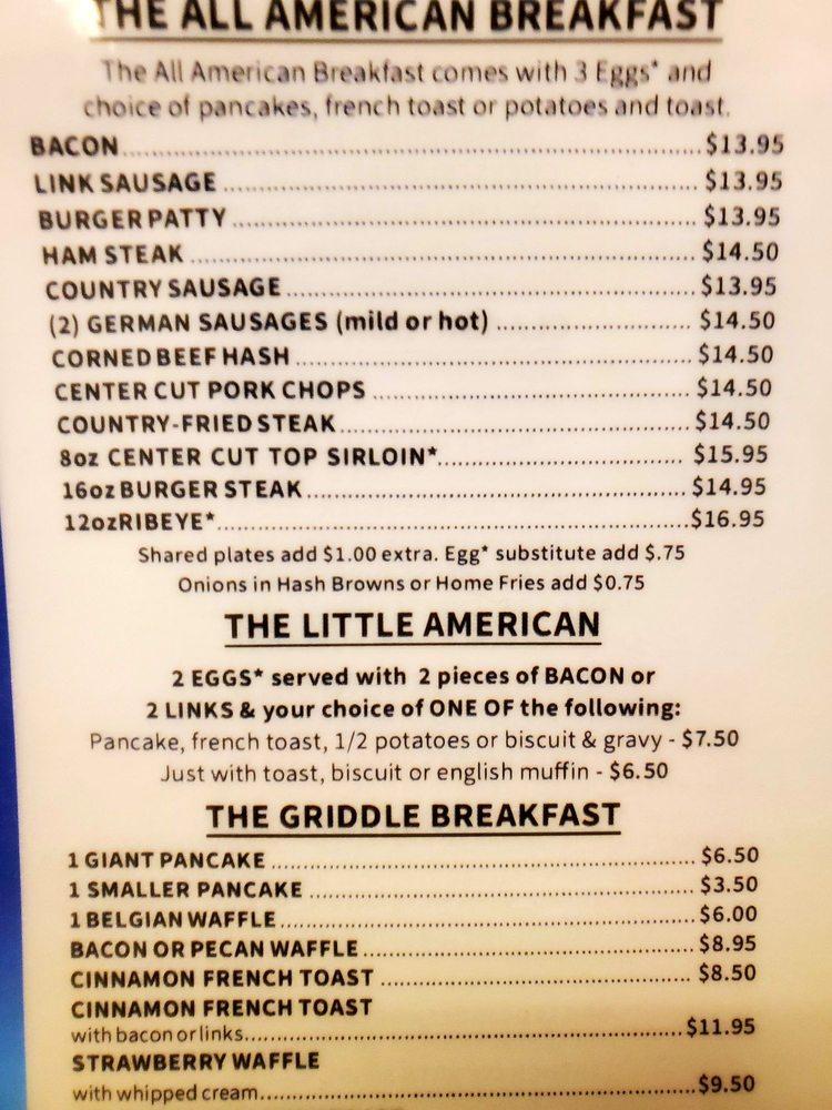 Menu at Breakfast at Valerie's restaurant, Vancouver
