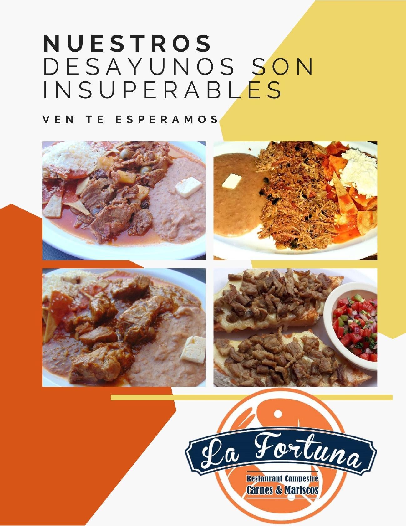 Menu at La Fortuna pub & bar, Tepic
