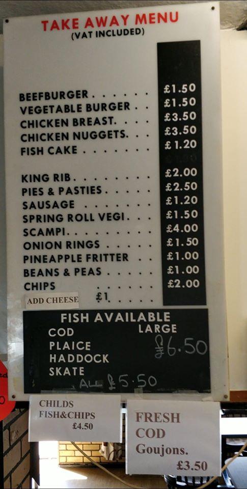 Menu at Marks Fish Shop fast food, Southwold