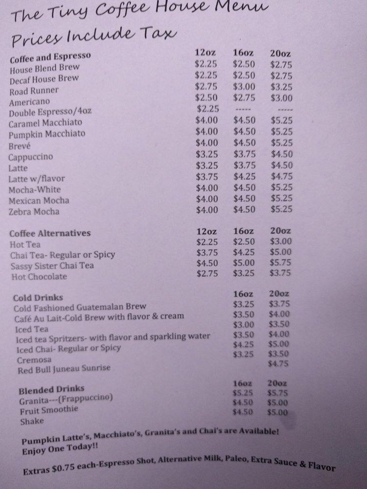 Menu at The Tiny Coffee House, Sierra Vista, 2290 E Fry Blvd
