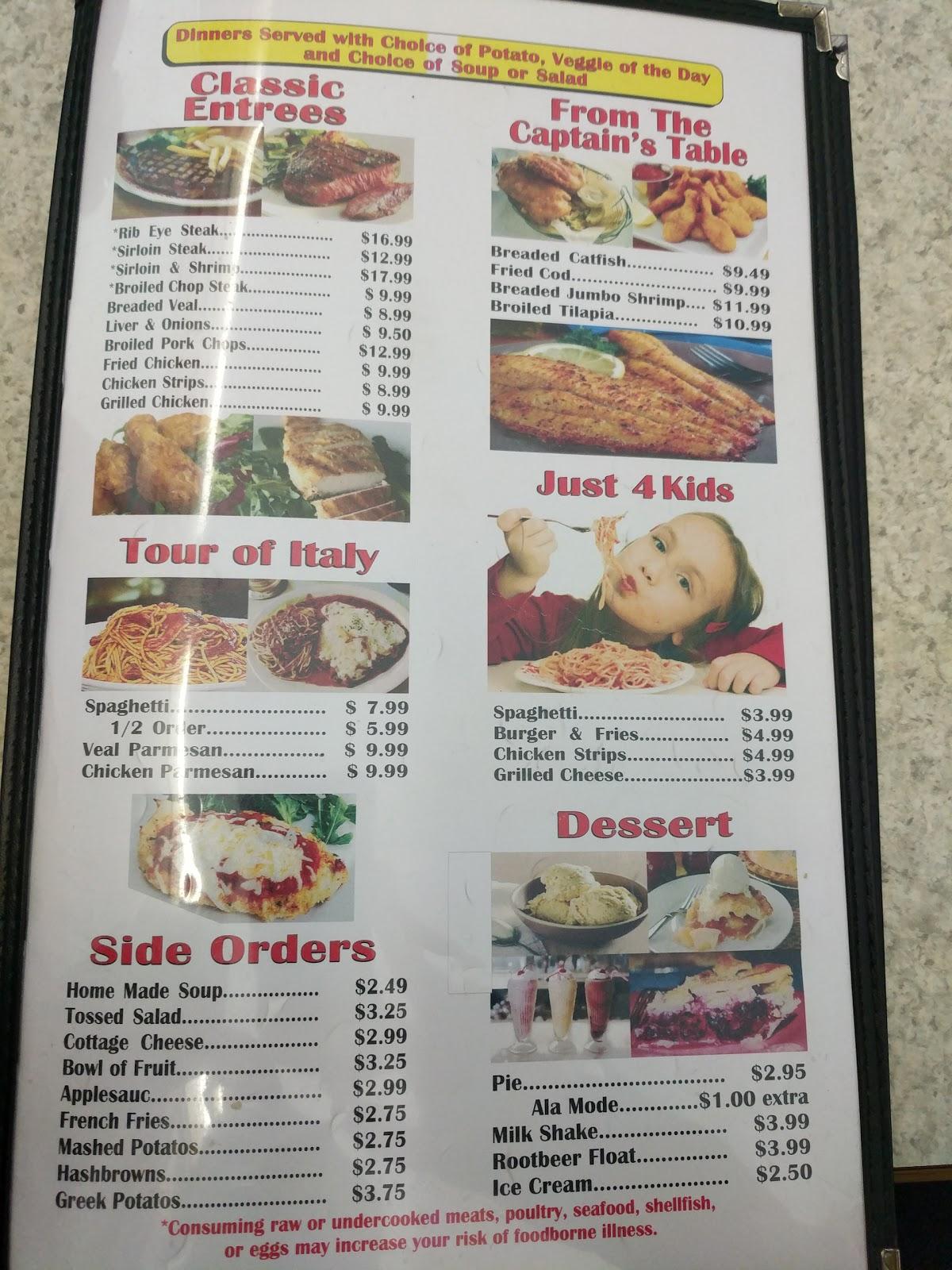 Menu at Valley Grill restaurant, Terre Haute