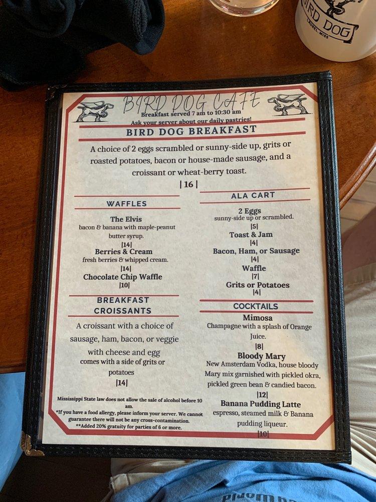 Menu at Bird Dog Cafe, Laurel