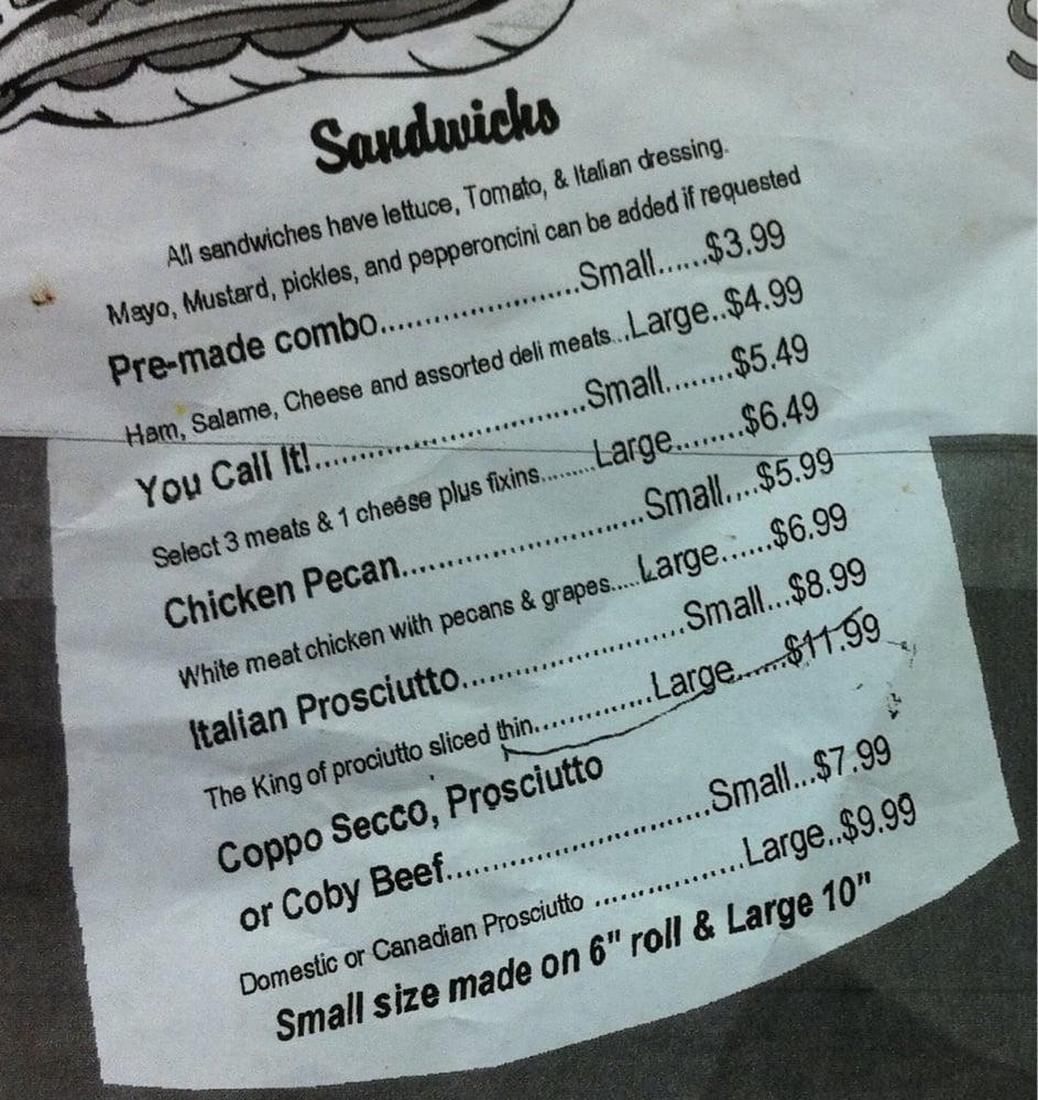 Menu at Claro's Italian Markets restaurant, Tustin, E Main St
