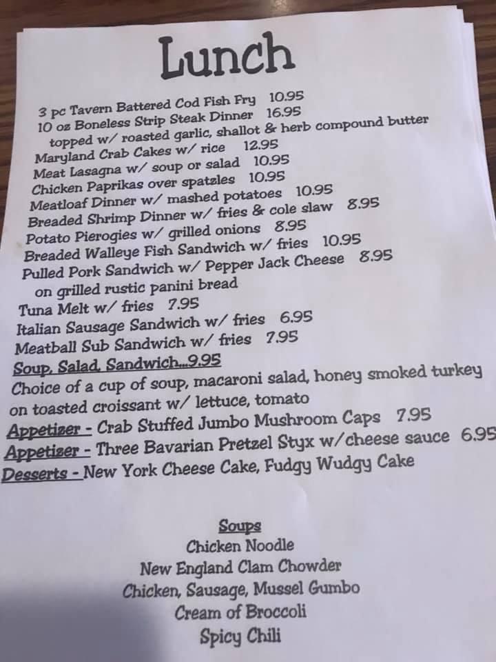 Menu at Zach's Steakhouse, Berea