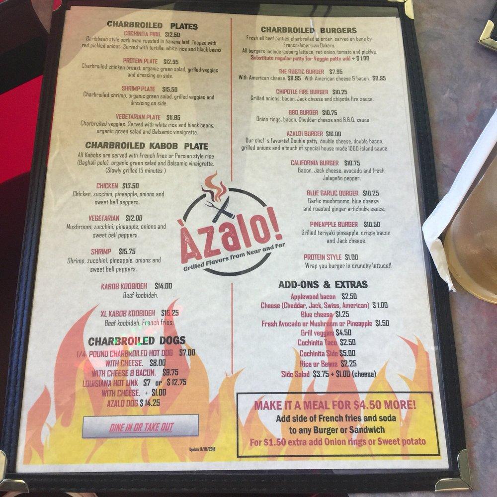 Menu at Azalo! restaurant, Rohnert Park