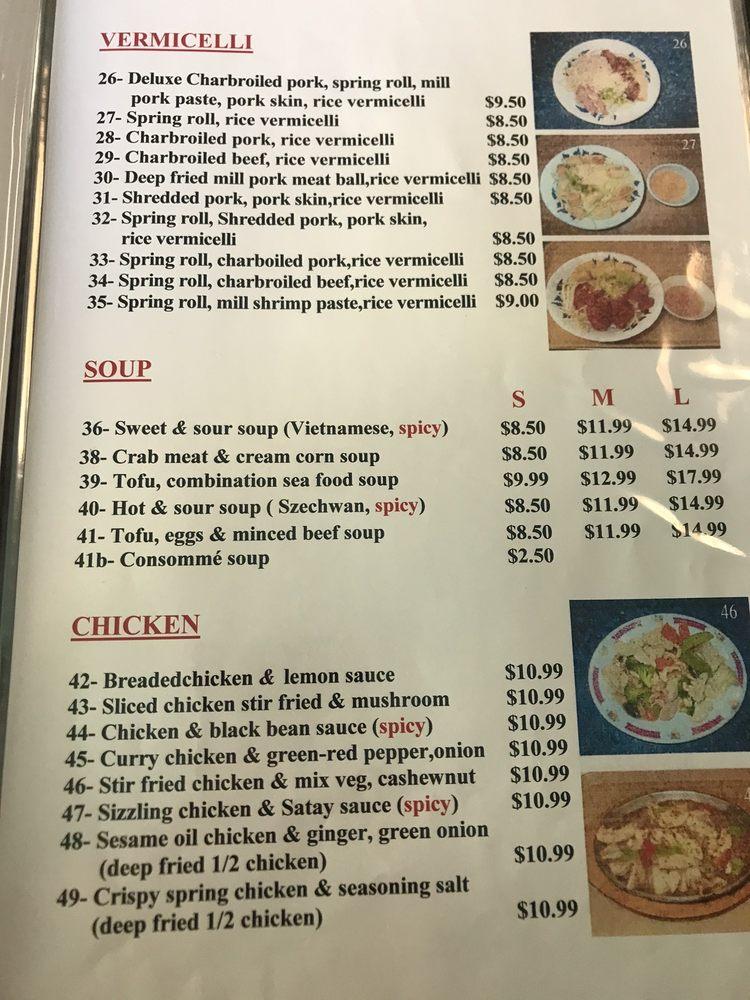 Menu at Little Saigon Restaurant, Winnipeg