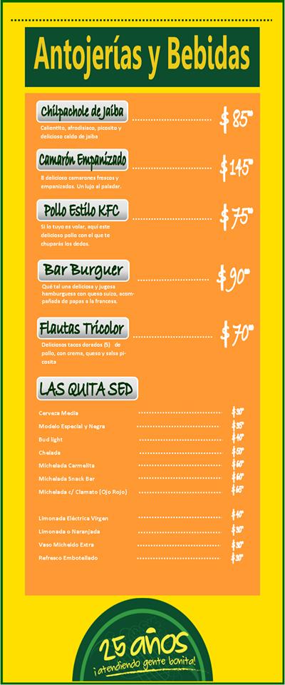 Menu at Snackbar VIP, Ciudad del Carmen