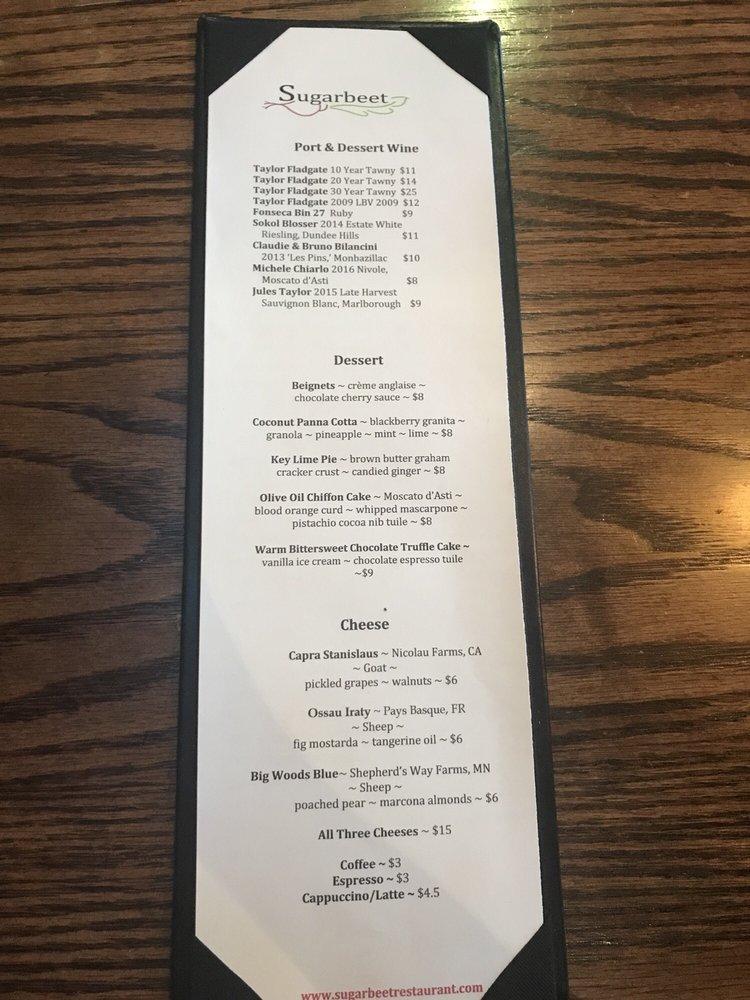 Menu at Sugarbeet pub & bar, Longmont