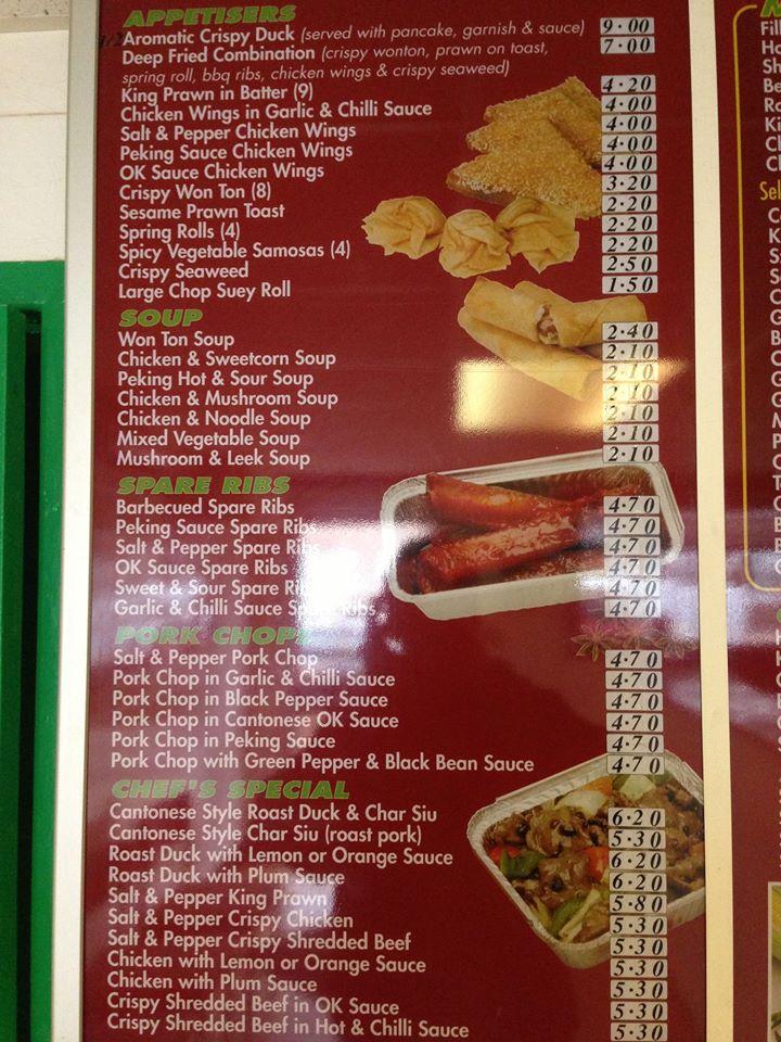 Menu at The Mandarin fast food, Hyde