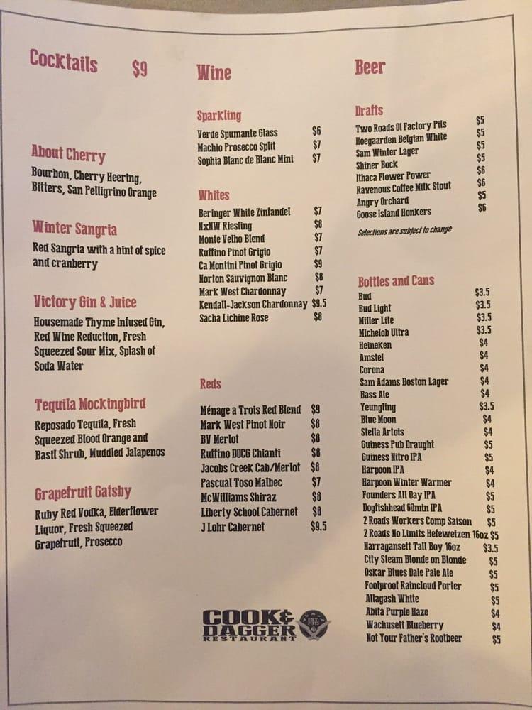 Menu at Cook and Dagger pub & bar, Smithfield